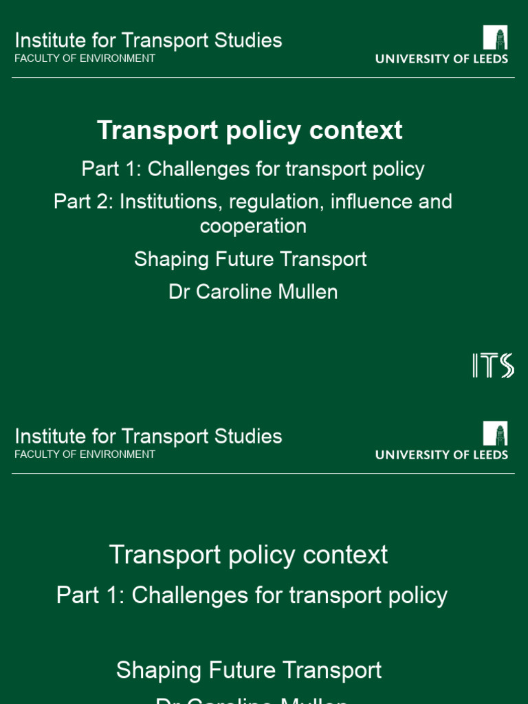 Transport Policy Context | PDF | Policy | Road Traffic Safety