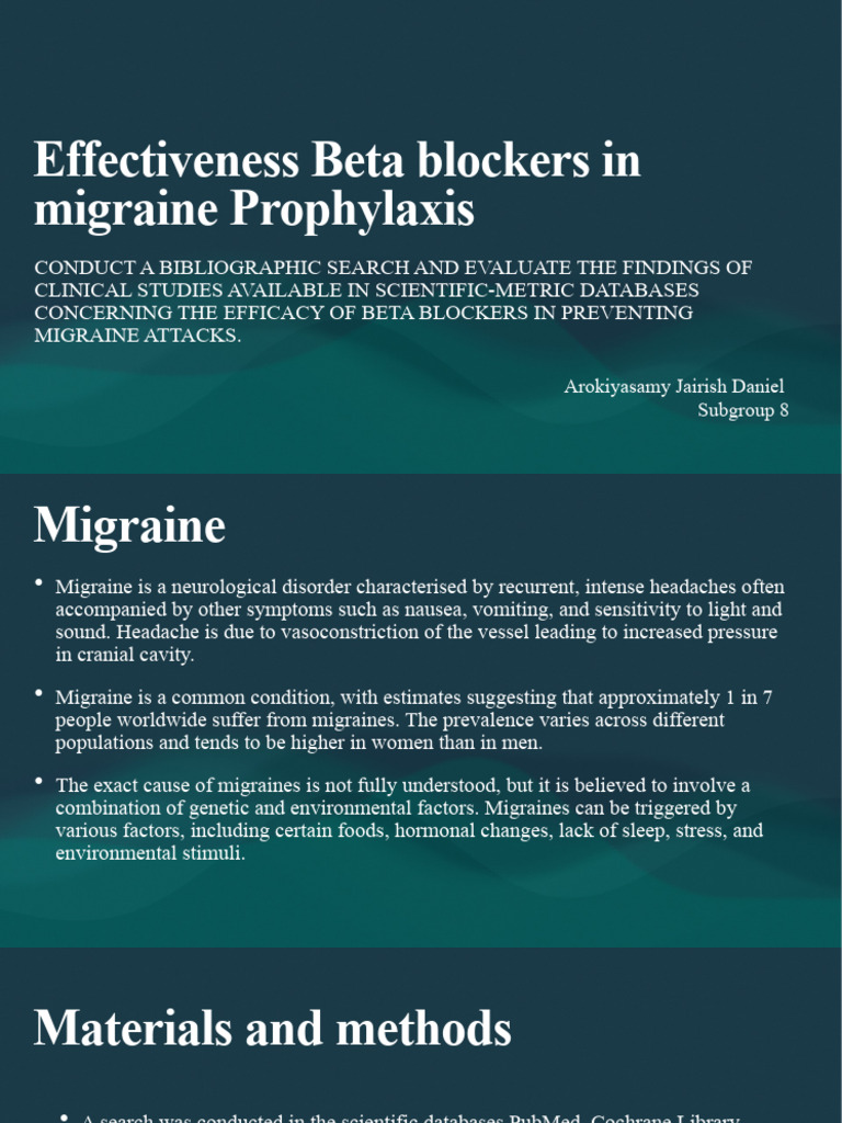 Efficacy of Beta-Blockers in Migraine Prophylaxis | PDF | Migraine ...