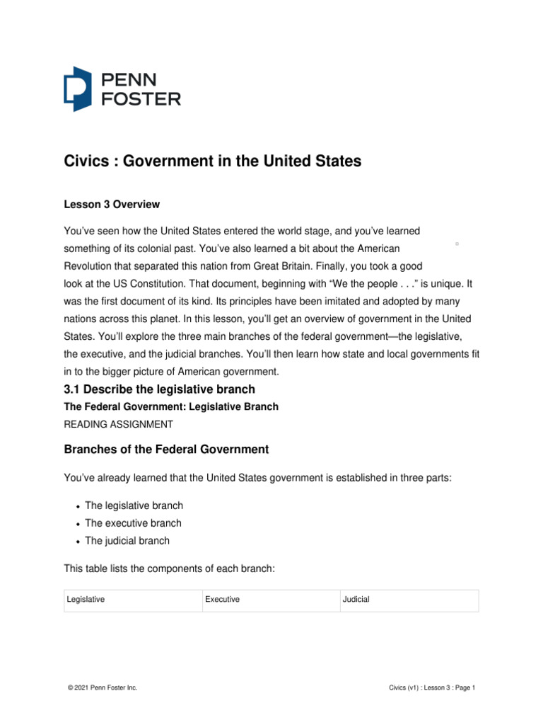 Civics - Lesson 3 | PDF | United States House Of Representatives ...