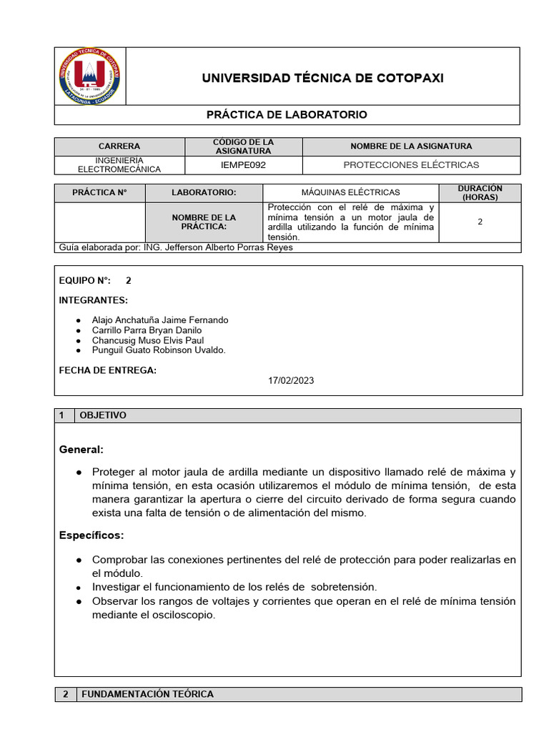 Formato de PL | PDF | Relé | Ingenieria Eléctrica