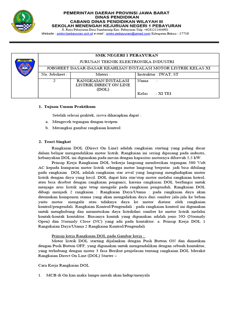 Jobsheet Praktikum Instalasi Listrik Kelas Xi | PDF