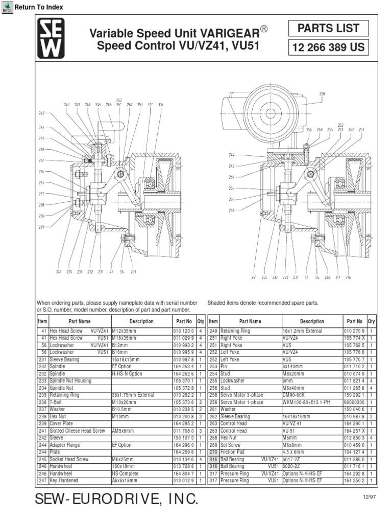 Variable Speed Unit VARIGEAR Speed Control VU/VZ41, VU51: Sew-Eurodrive ...