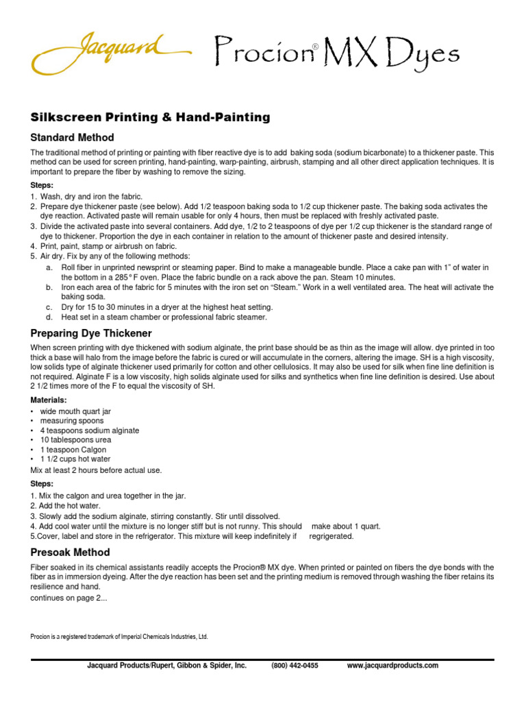 PMX Printing and Painting Instructions | PDF | Sodium Carbonate | Dye