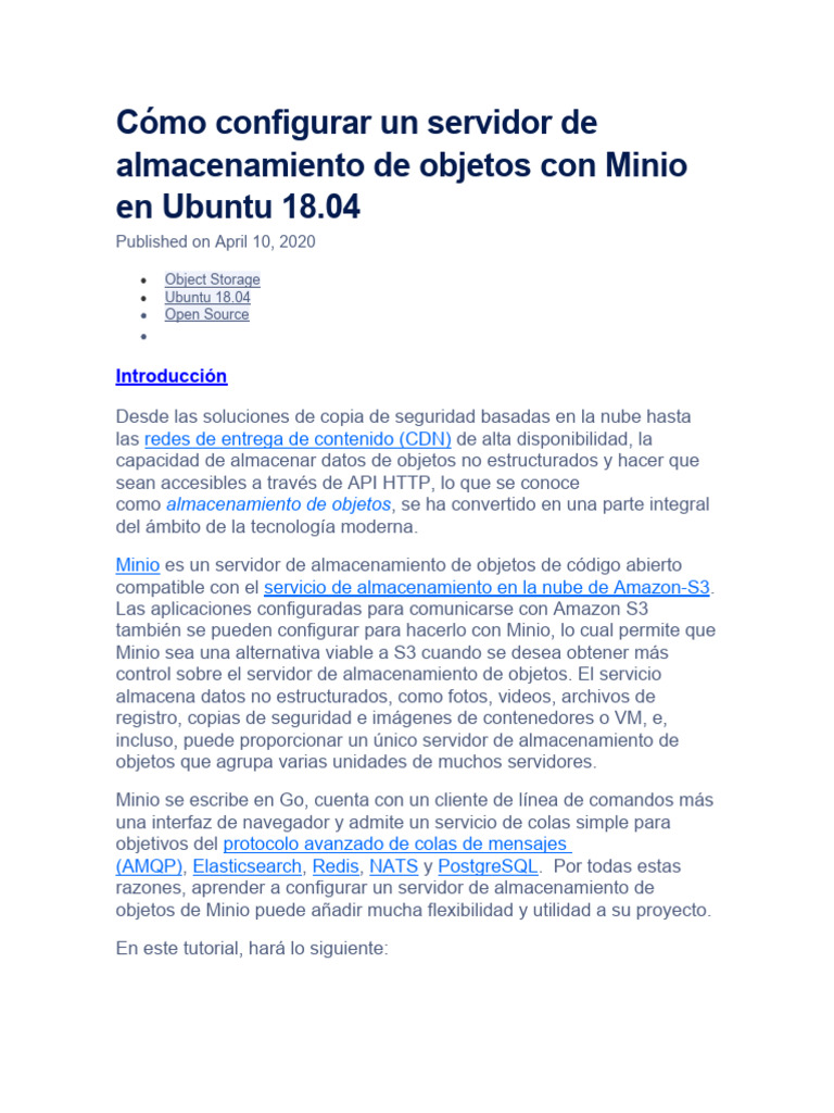 Configurar Minio en Ubuntu 18.04 | PDF | sistema de nombres de dominio | Software del sistema