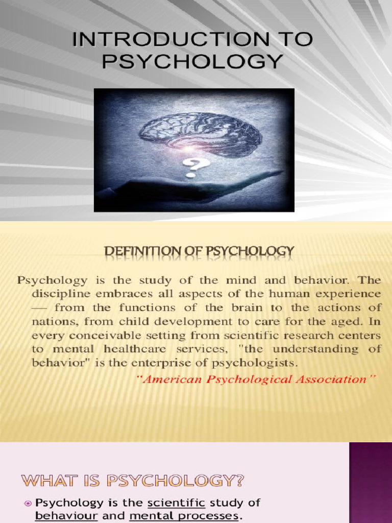 Lec 1 - Intro To Psychology | PDF Lec 1 - Intro To Psychology | PDF