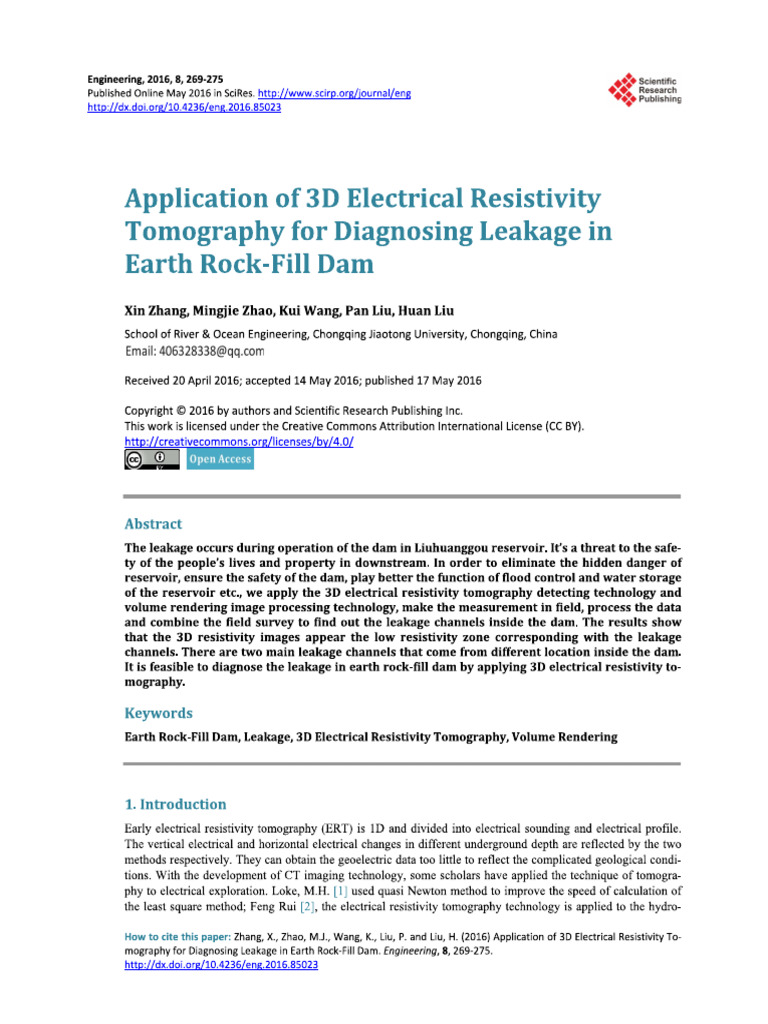 Application of 3D Electrical Resistivity Tomography For Diagnosing ...
