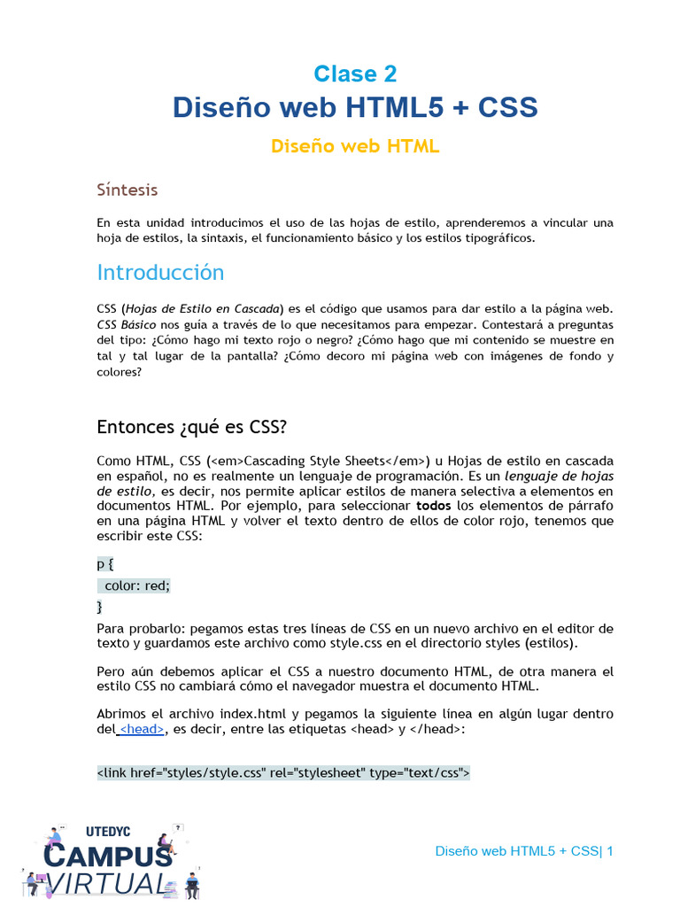 UTEDYC Clase 2 - Diseño Web HTML | PDF | HTML | Diseño web
