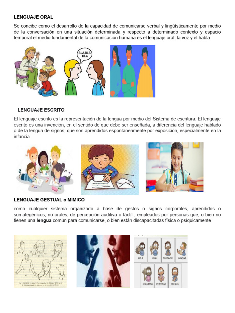 LENGUAJE ORAL LENGUAJE ESCRITO LENGUAJE VISUAL Ineb | PDF