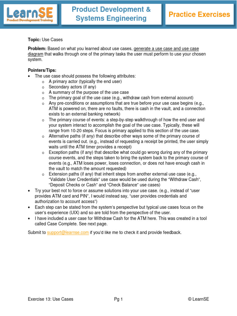 13 Use Cases | PDF | Use Case | Automated Teller Machine