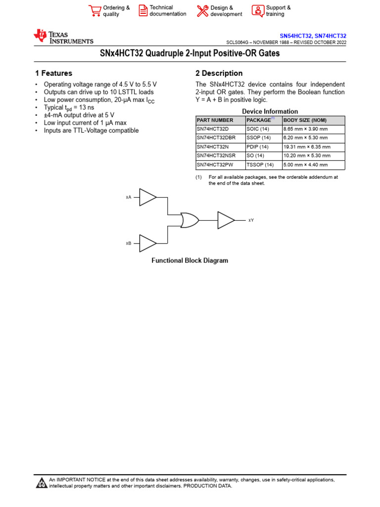 SN 74 HCT 32 | PDF | Electrical Engineering | Electronic Circuits