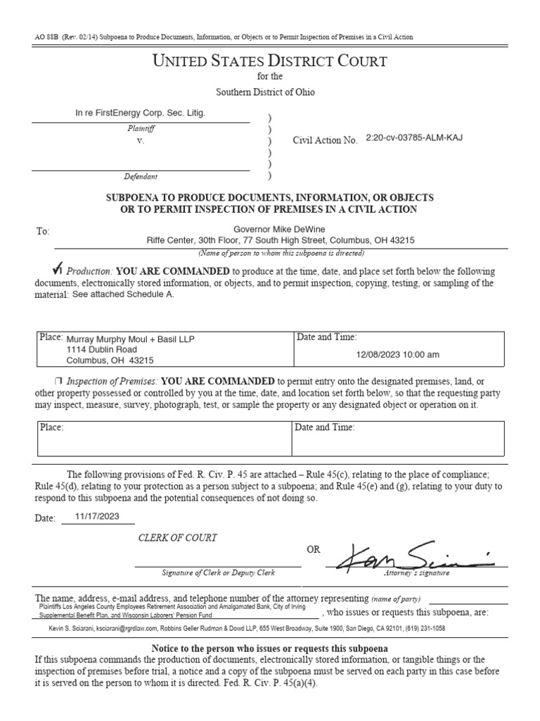 Subpoena for Document Production | PDF | Discovery (Law) | Computer File