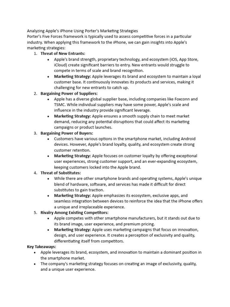 Case Study - Five Forces Example Apples Iphone | PDF | Marketing Strategy | Apple Inc.
