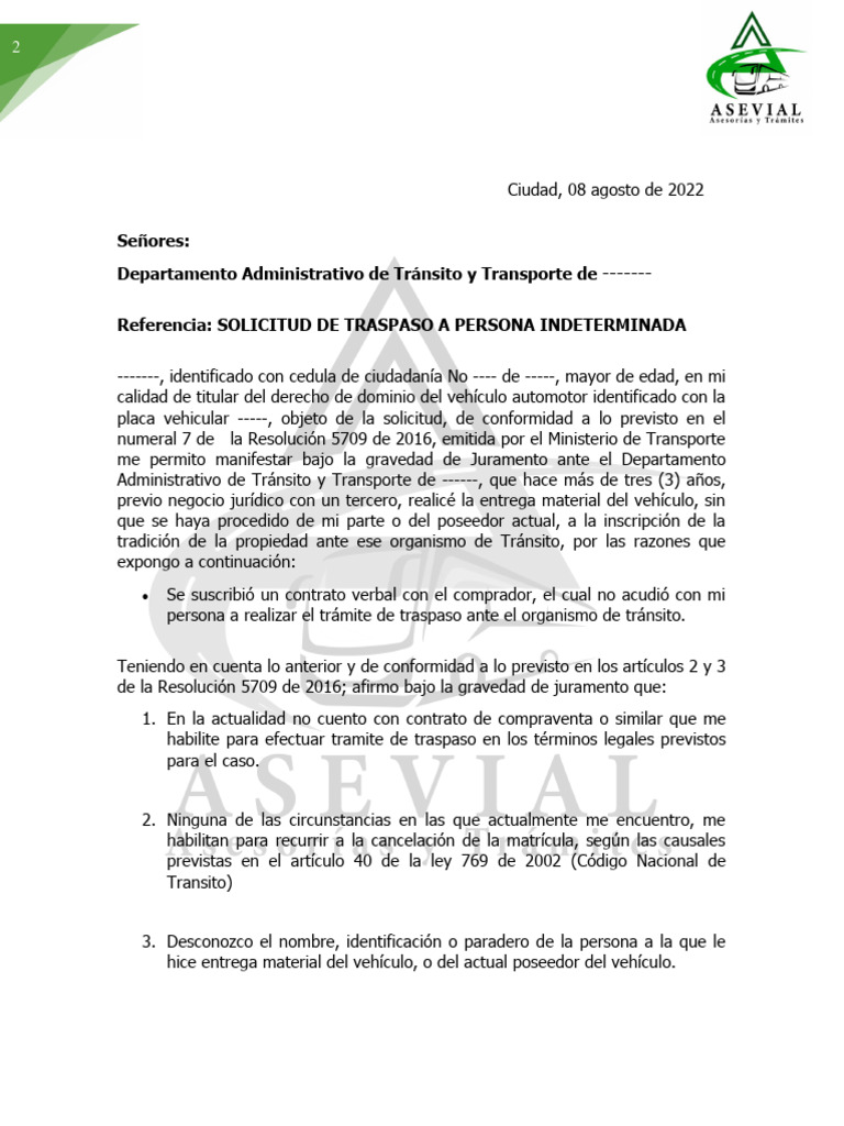 Solicitud de Traspaso Indeterminado | PDF | Gobierno | Justicia