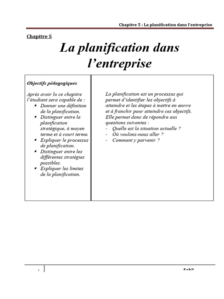 Types et processus de planification en entreprise | PDF | Planification | Business