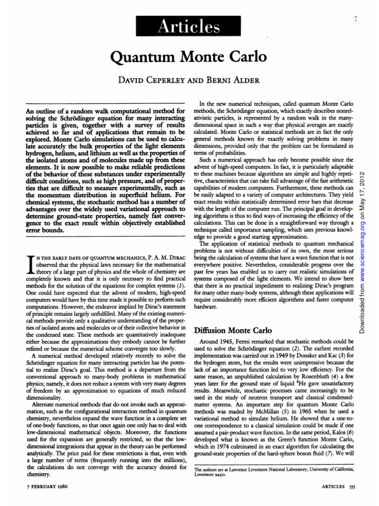 Quantum Monte Carlo | PDF | Monte Carlo Method | Electron
