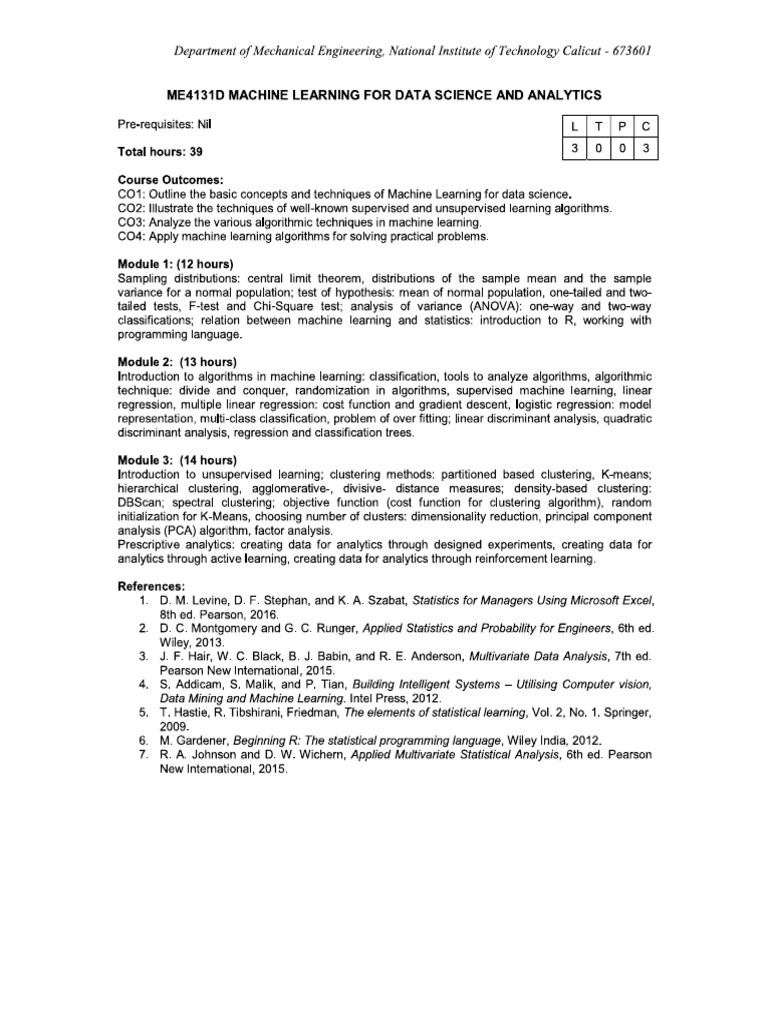 Machine Learning For Data Science and Analytics | PDF