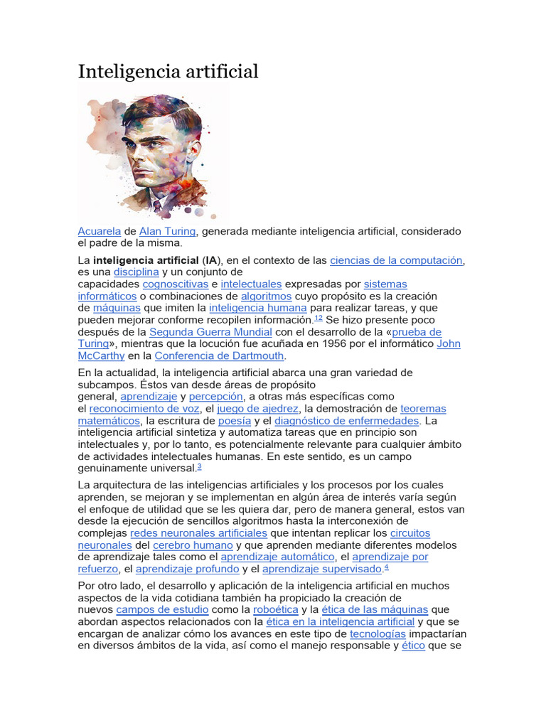 Inteligencia Artificial | PDF | Inteligencia artificial | Inteligencia (IA) y semántica