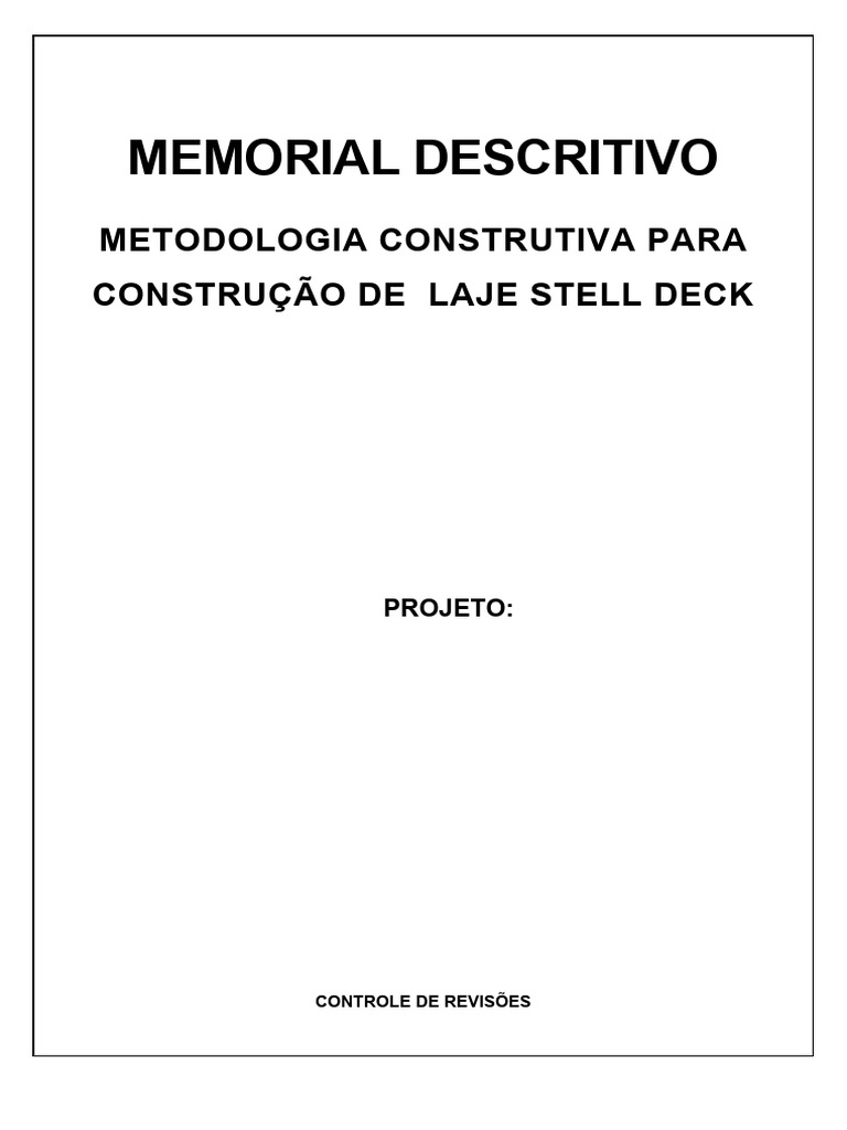 Memorial Descritivo para Construção de Laje Mista Stell Deck. | PDF ...