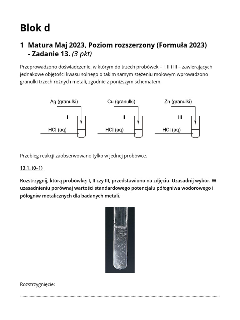 Blok D Zadania Przed Sprawdzianem | PDF