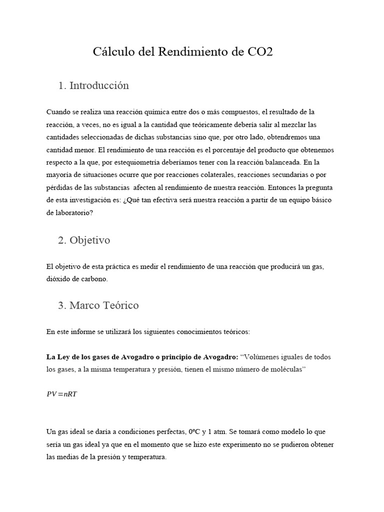 Cálculo Del Rendimiento de CO2 Edrian Alcivar Medranda | PDF ...