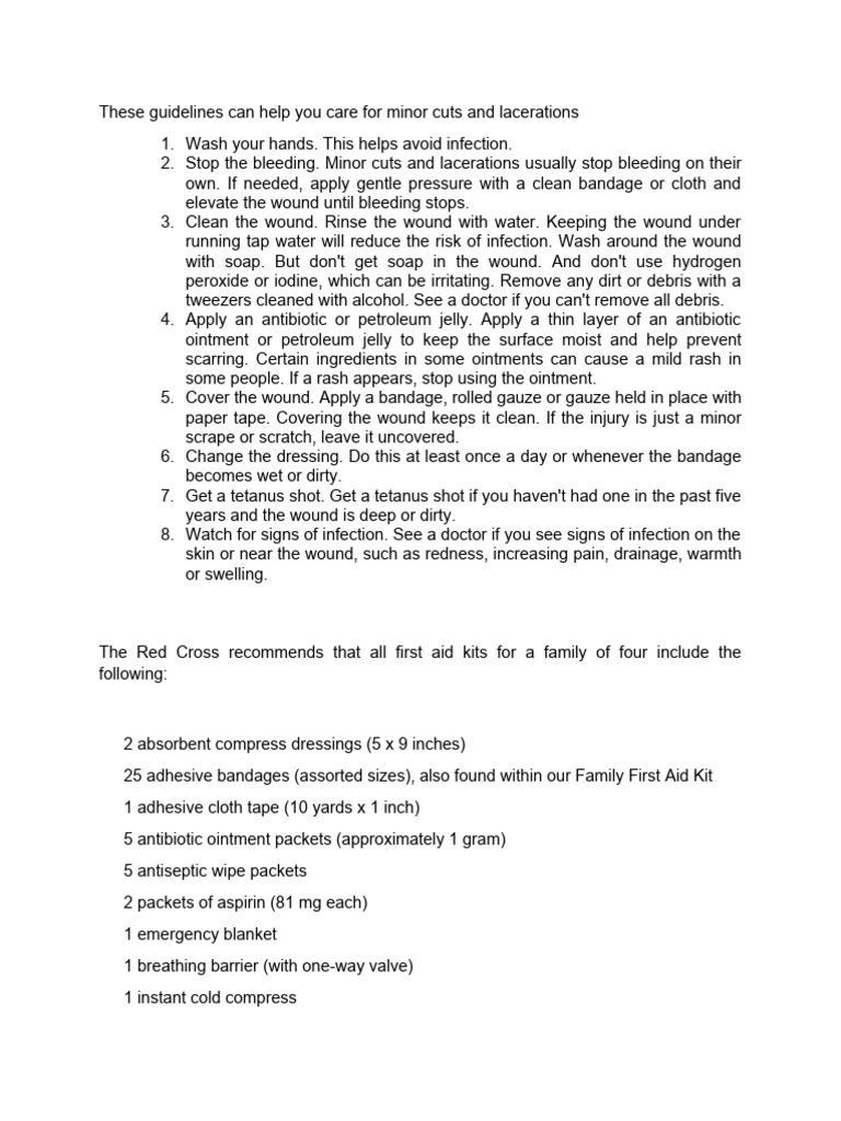 These Guidelines Can Help You Care For Minor Cuts and Lacerations | PDF ...