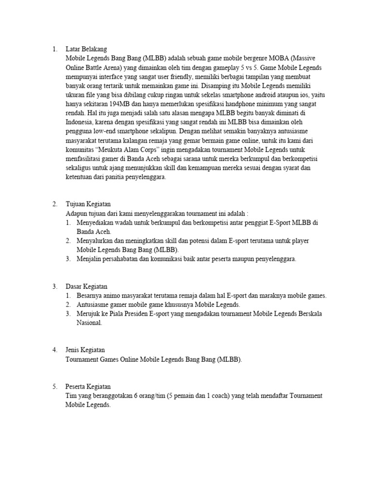 Proposal Tournament MLBB | PDF