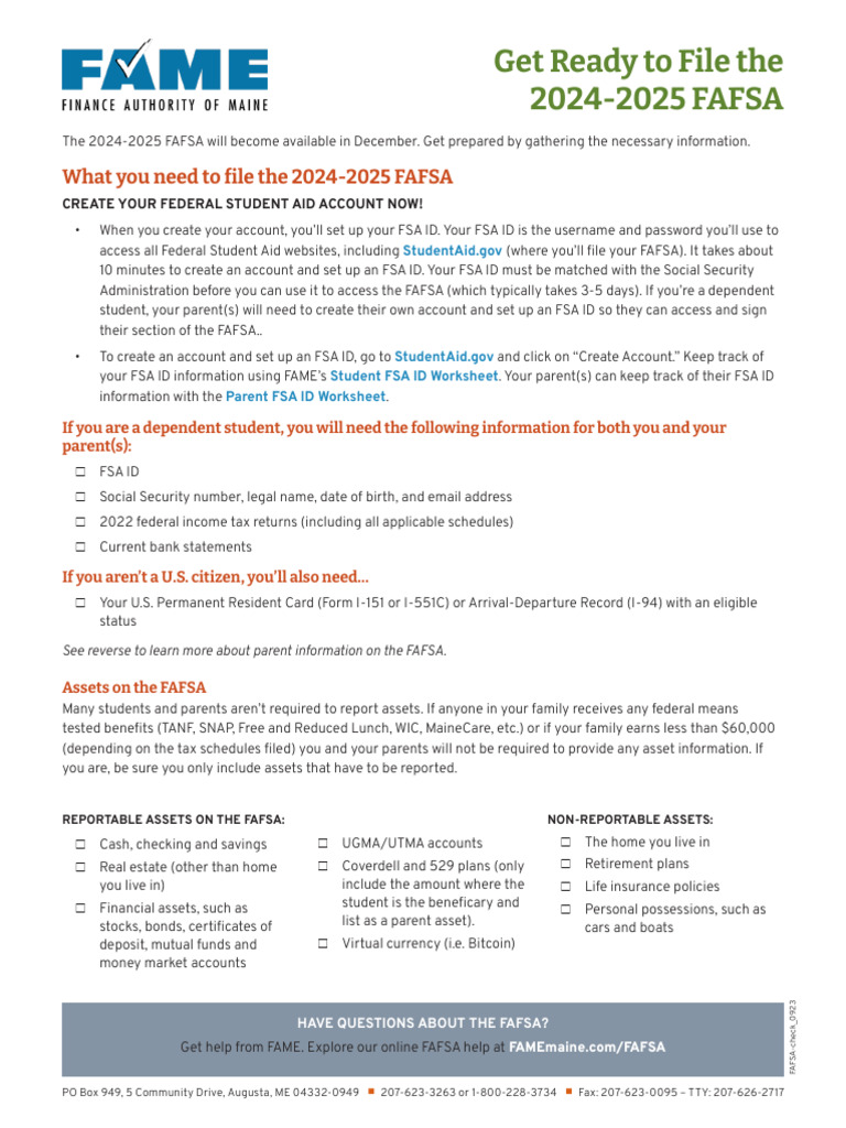 Get Ready To File Fafsa-Checklist-2024-25 | PDF | Social Security ...