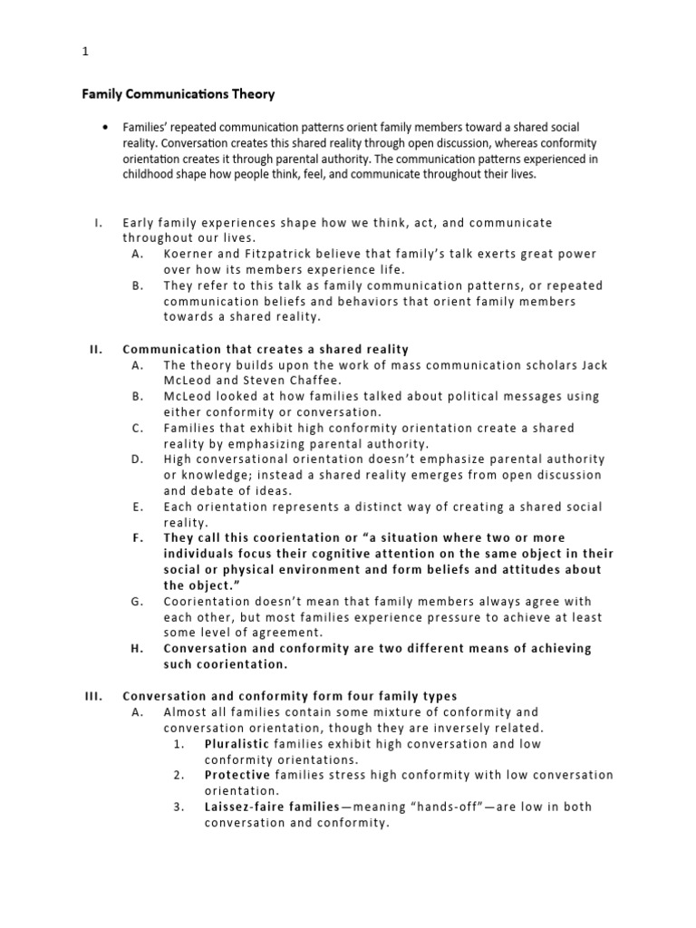 Family Communications Theory | PDF | Communication | Reality