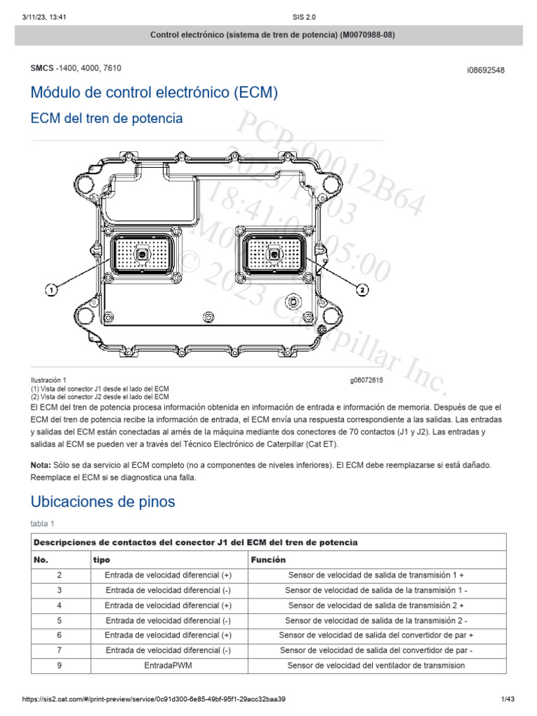 SIS 2.0 Modulo de Control ECM Del R1700 K Del Tren de Potencia | PDF ...
