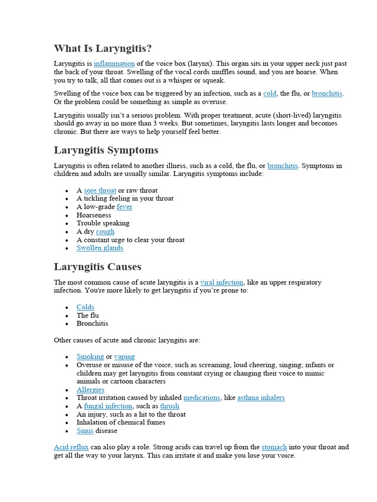 Laryngitis | PDF | Larynx | Epidemiology