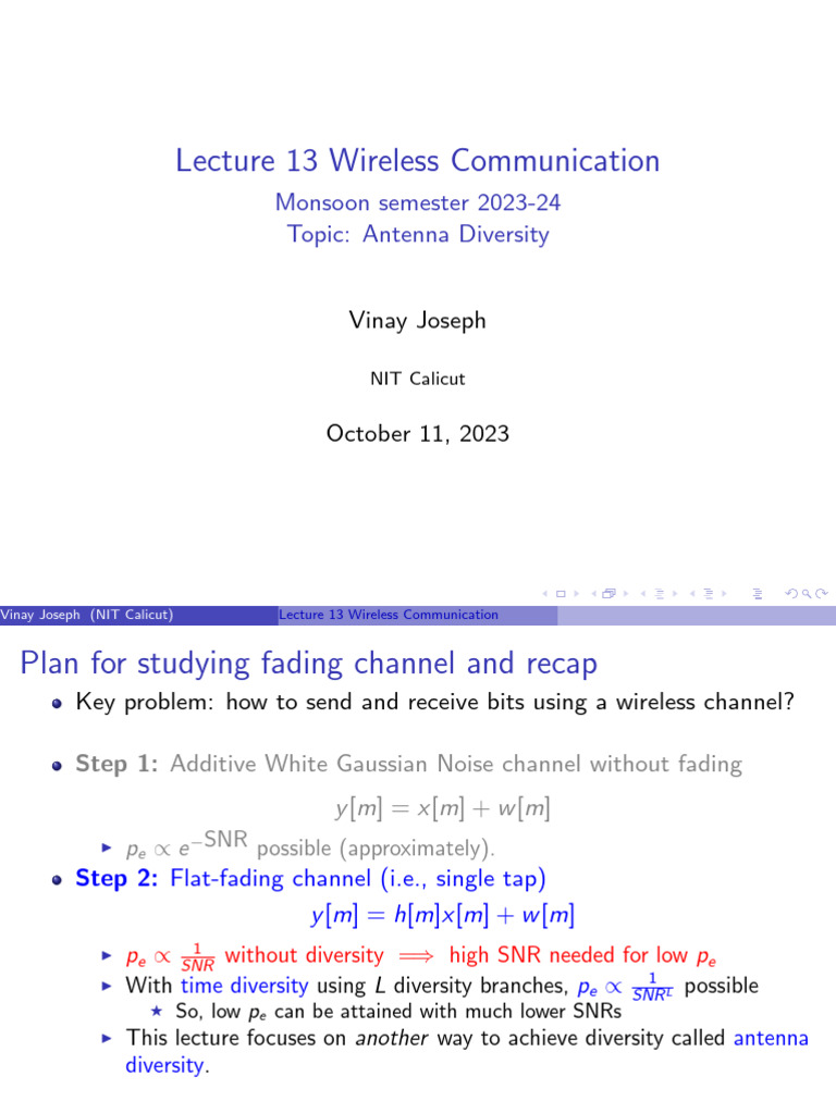 WC Lecture13 Slides | Download Free PDF | Mimo | Radio Technology