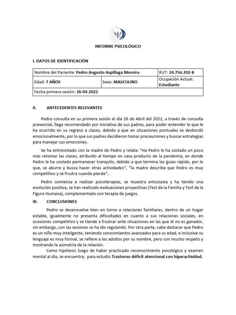 Iu'ytr | PDF | Desorden hiperactivo y deficit de atencion | Sicología
