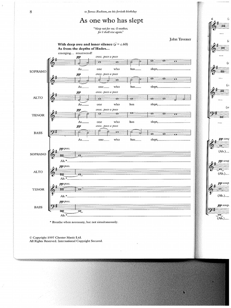 AS ONE WHO HAS SLEPT Tavener | PDF