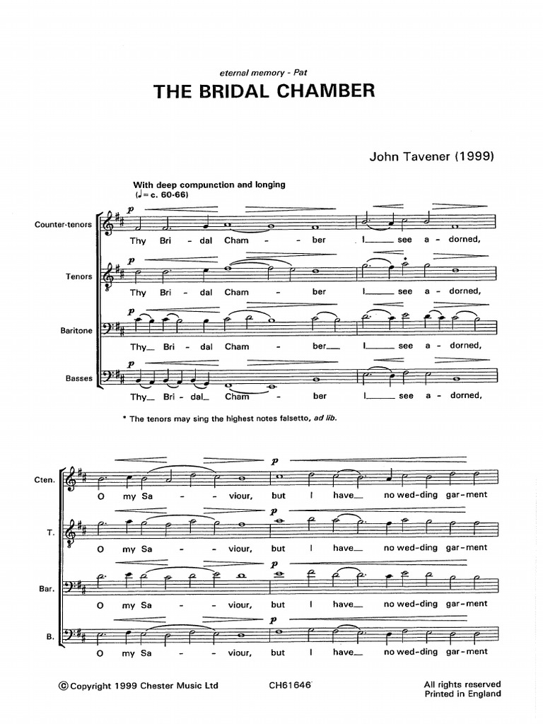 Tavener The Bridal Chamber | PDF