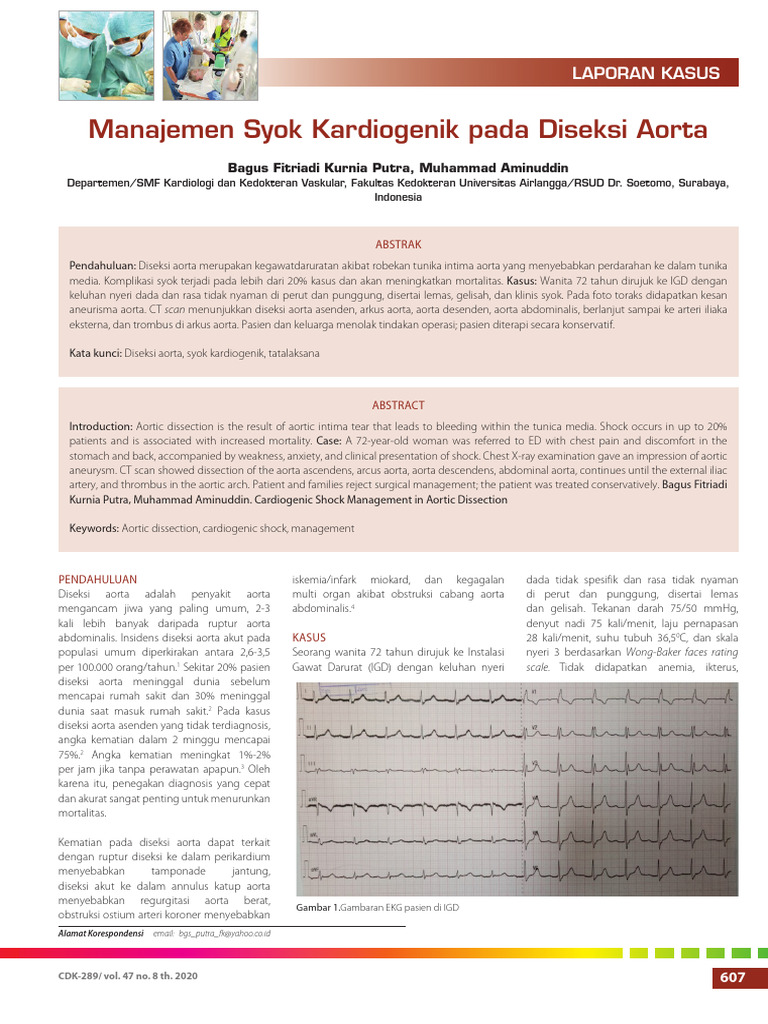 Manajemen Syok Kardiogenik Pada Diseksi Aorta | PDF