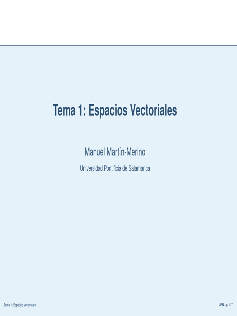Tema1 Espacios Vectoriales | PDF | Espacio vectorial | Vector Euclidiano