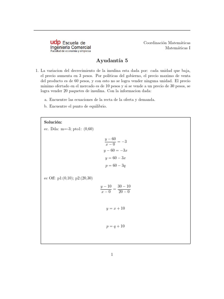 Ayudantia - 5 - Matem - Ticas - I (Lista) | PDF | Ecuaciones | Álgebra