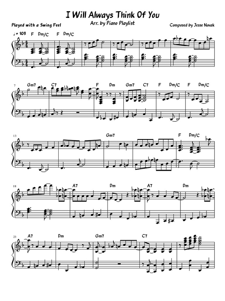 I Will Always Think of You Sheet Music | PDF