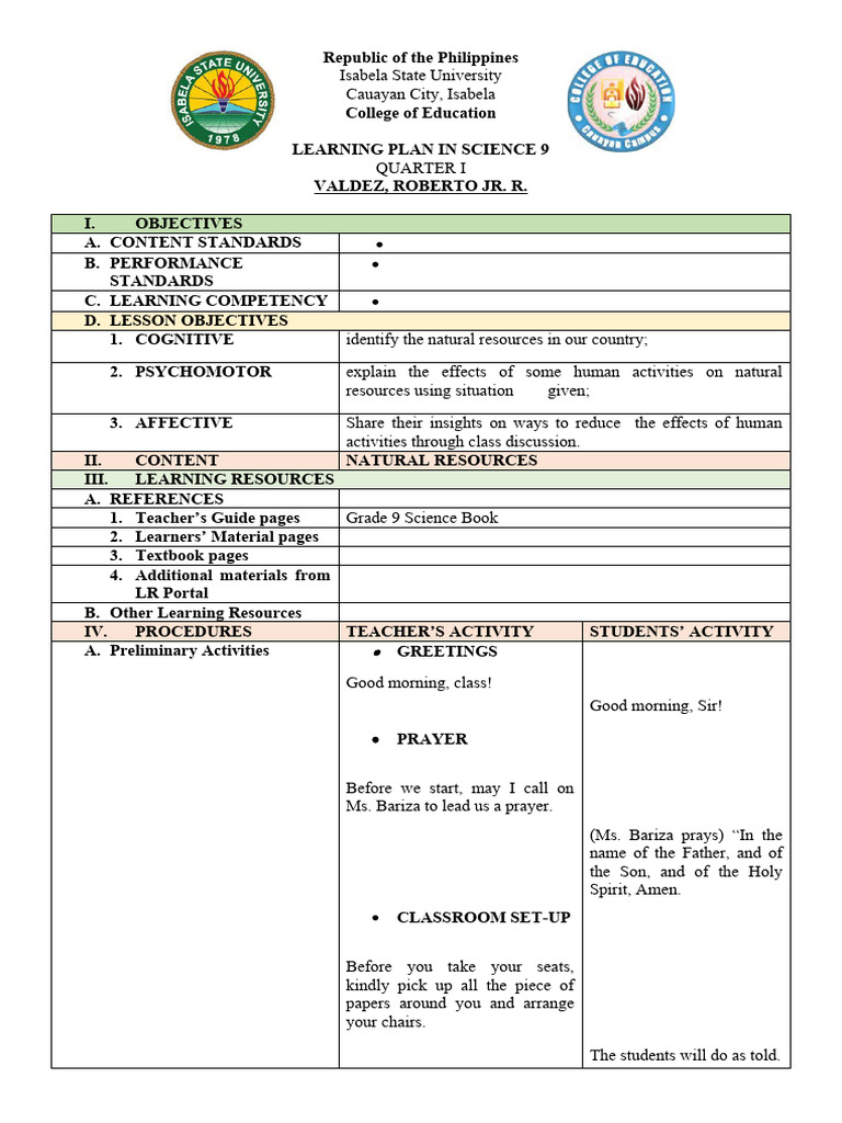 Science - 9 - Natural Resources - Valdez | PDF | Ecosystem | Learning