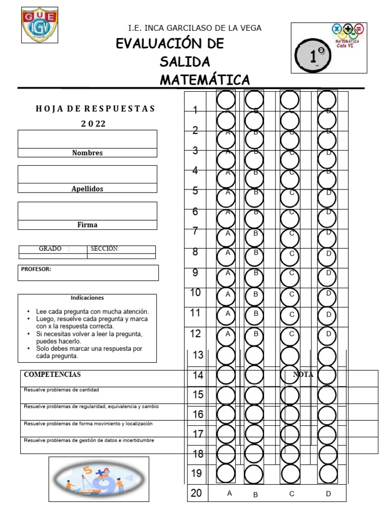 1°-EVALUACION-FINAL. PRIMERO, Docx | PDF | Matemáticas