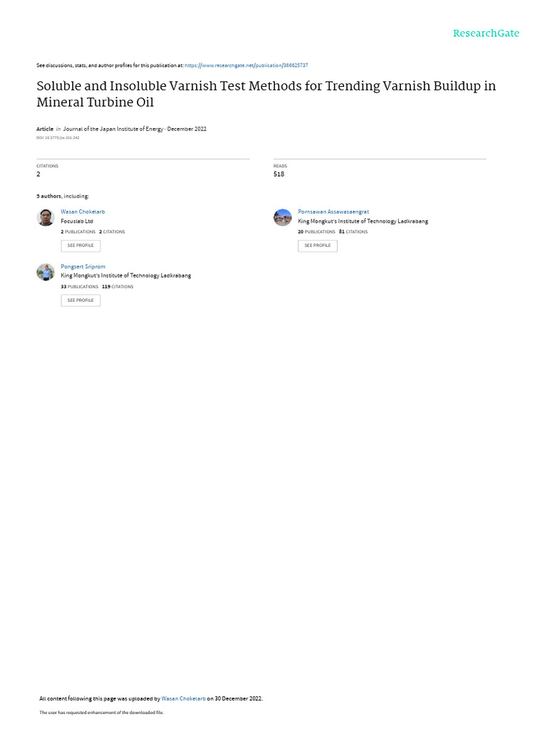 Soluble and Insoluble Varnish Test Methods For Tre | PDF | Solubility ...