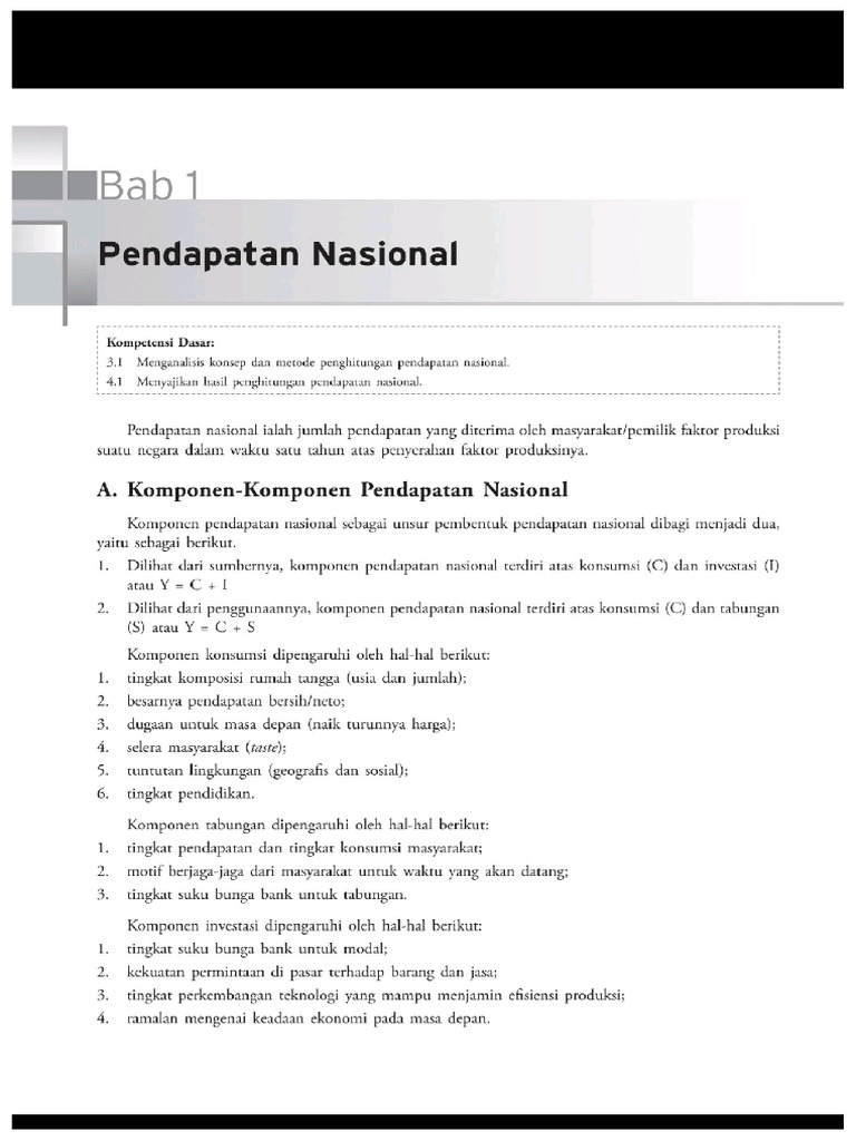 Ekonomi XI BAB 1 Pendapatan Nasional | PDF