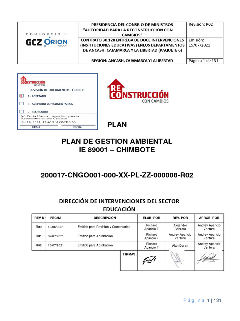 Cngo001 000 XX PL ZZ 000008 r02 Plan de Gestion Ambiental | PDF | Riesgo | Seguridad y salud ...
