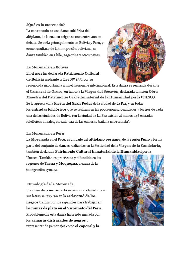 Historia y origen de la morenada | PDF | Comunidad andina | Andes