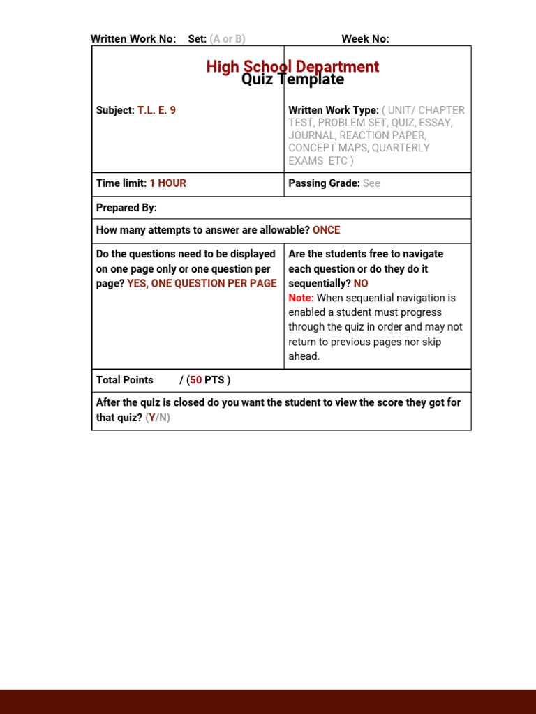 Module 9 WW TLE 9 1st Q. Long Test | PDF | Salad | Grilling