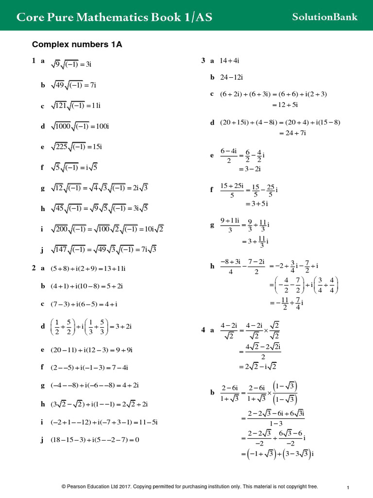 Alevel Core Pure 1 Solutionbank Combined | PDF