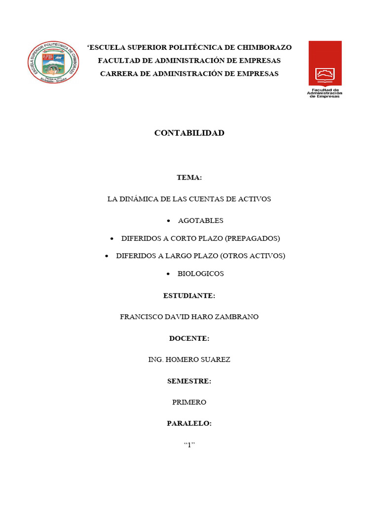 Dinamica de Las Cuentas de Activo Agotables, Prepagados, Otros Activos ...