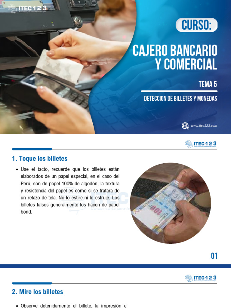 Cajero Bancario y Comercial - Tema 5 | PDF | Moneda | Mano