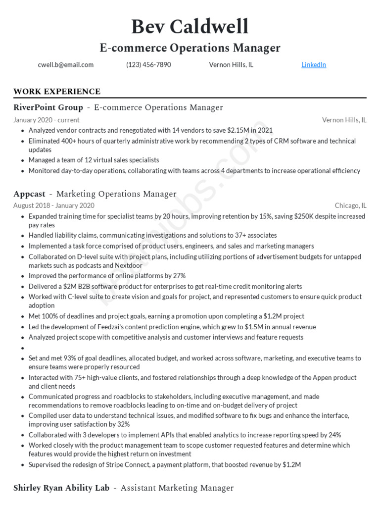 Ecommerce Operations Manager Pdf E Commerce Computing