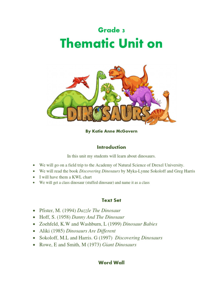 Thematic Unit | PDF | Dinosaurs | Paleontology